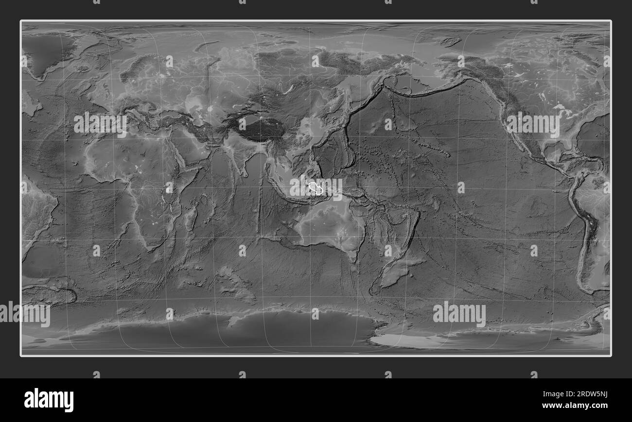 Molucca Sea tectonic plate on the grayscale elevation map in the ...