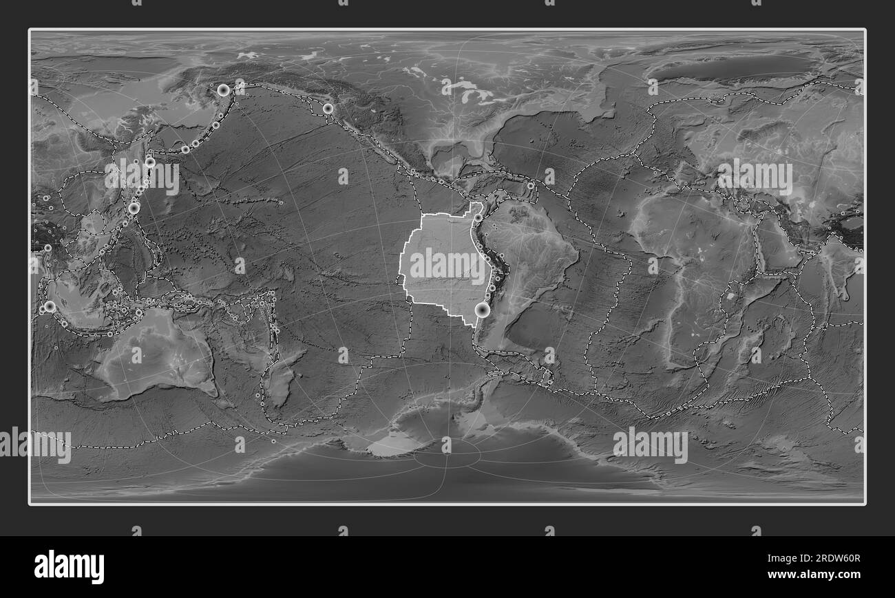 Nazca tectonic plate on the grayscale elevation map in the Patterson ...
