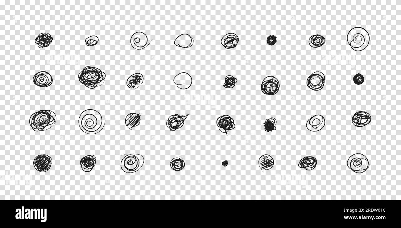 Set of hand drawn doodle circles in a grunge style. Vector illustration ...