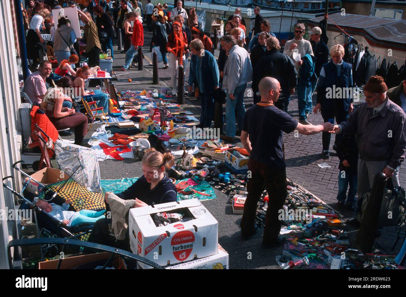 Flea Market, Jordaan Quarter, King's Day, Amsterdam, Netherlands Stock ...