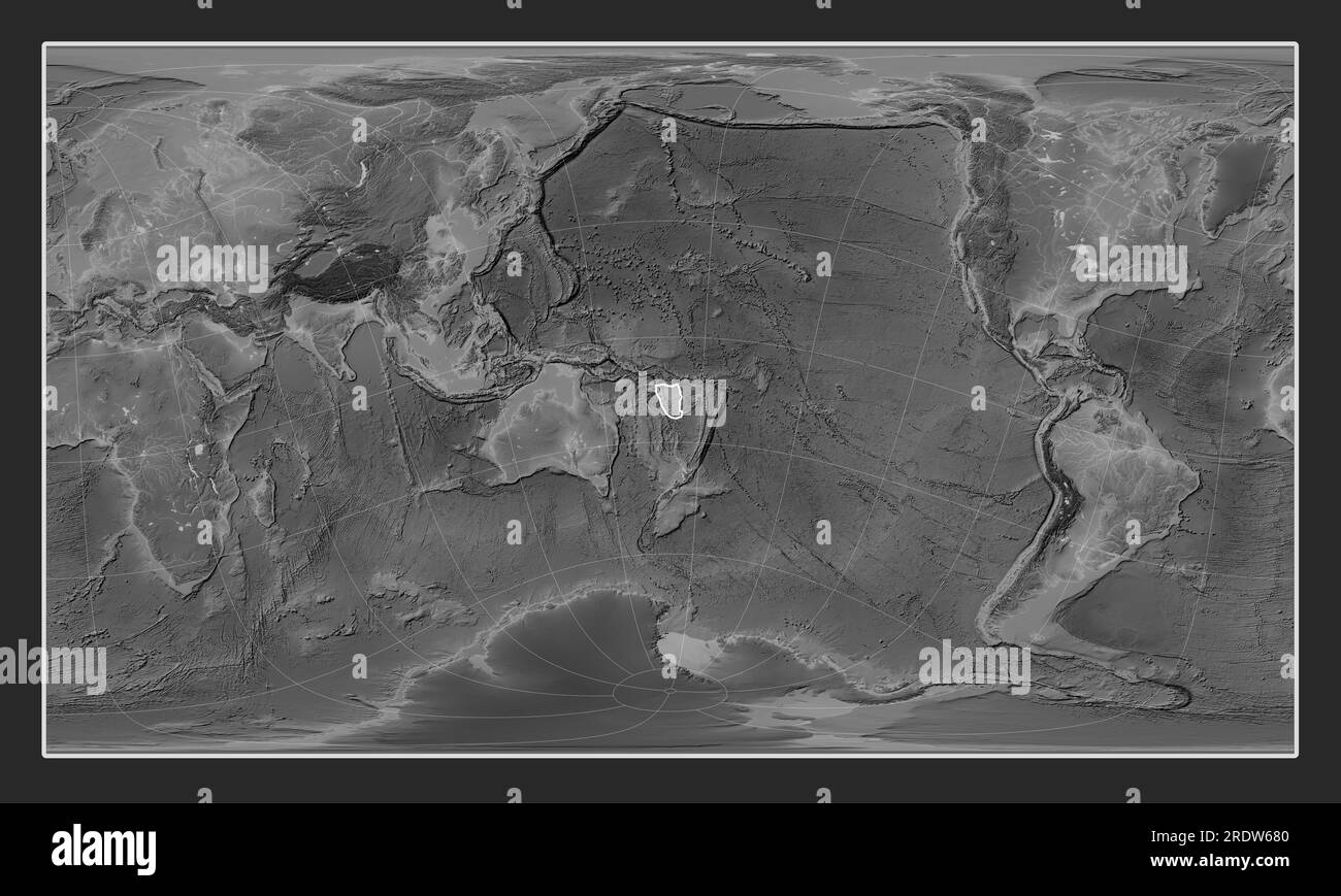 New Hebrides tectonic plate on the grayscale elevation map in the ...