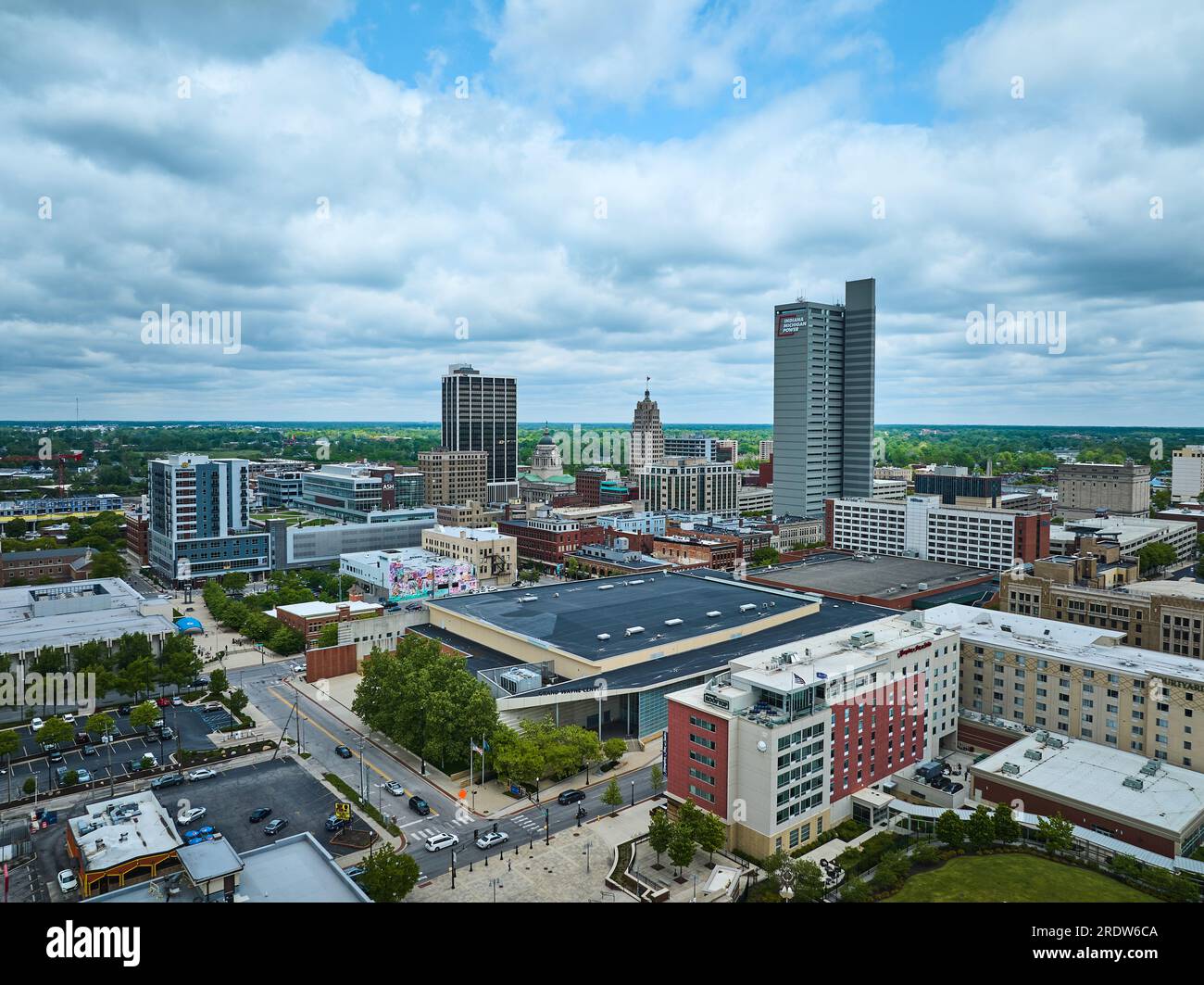 Aerial Ash building area of Downtown Fort Wayne Stock Photo - Alamy
