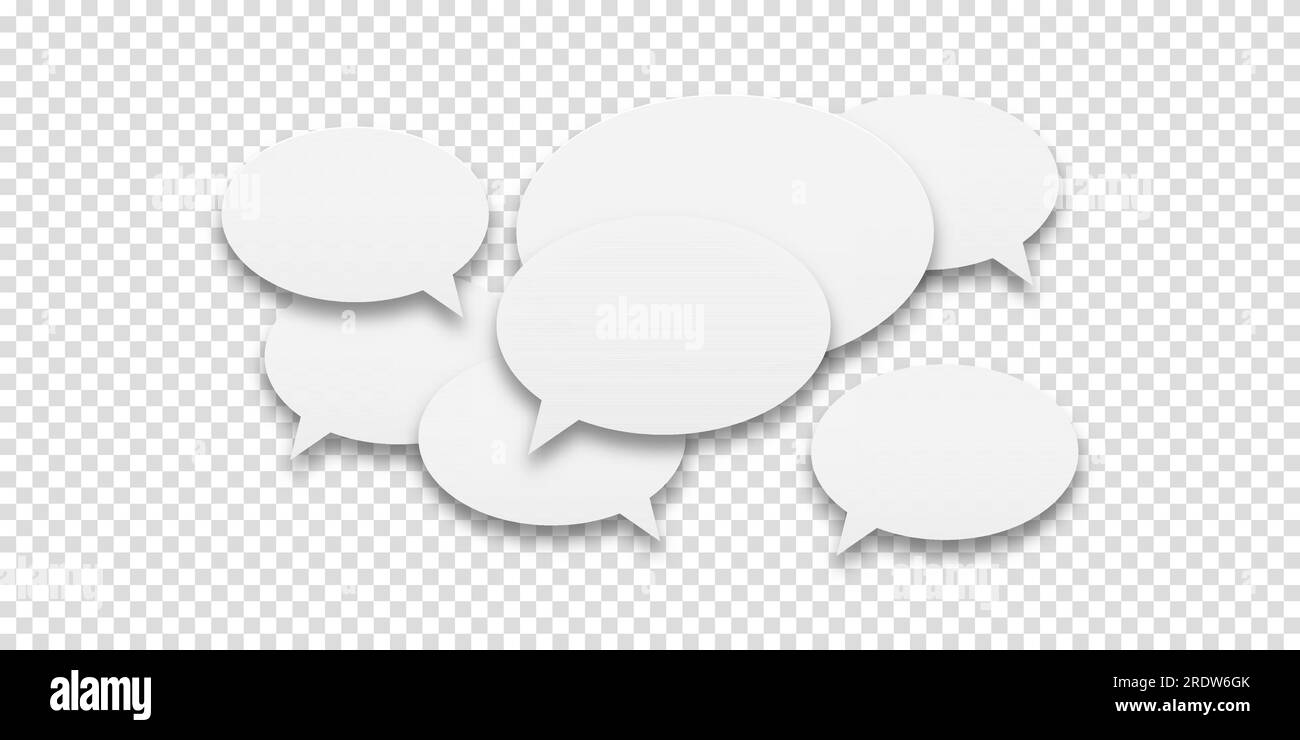 Concept of human communication. Set of speech bubbles icons. White speech bubbles on a ...