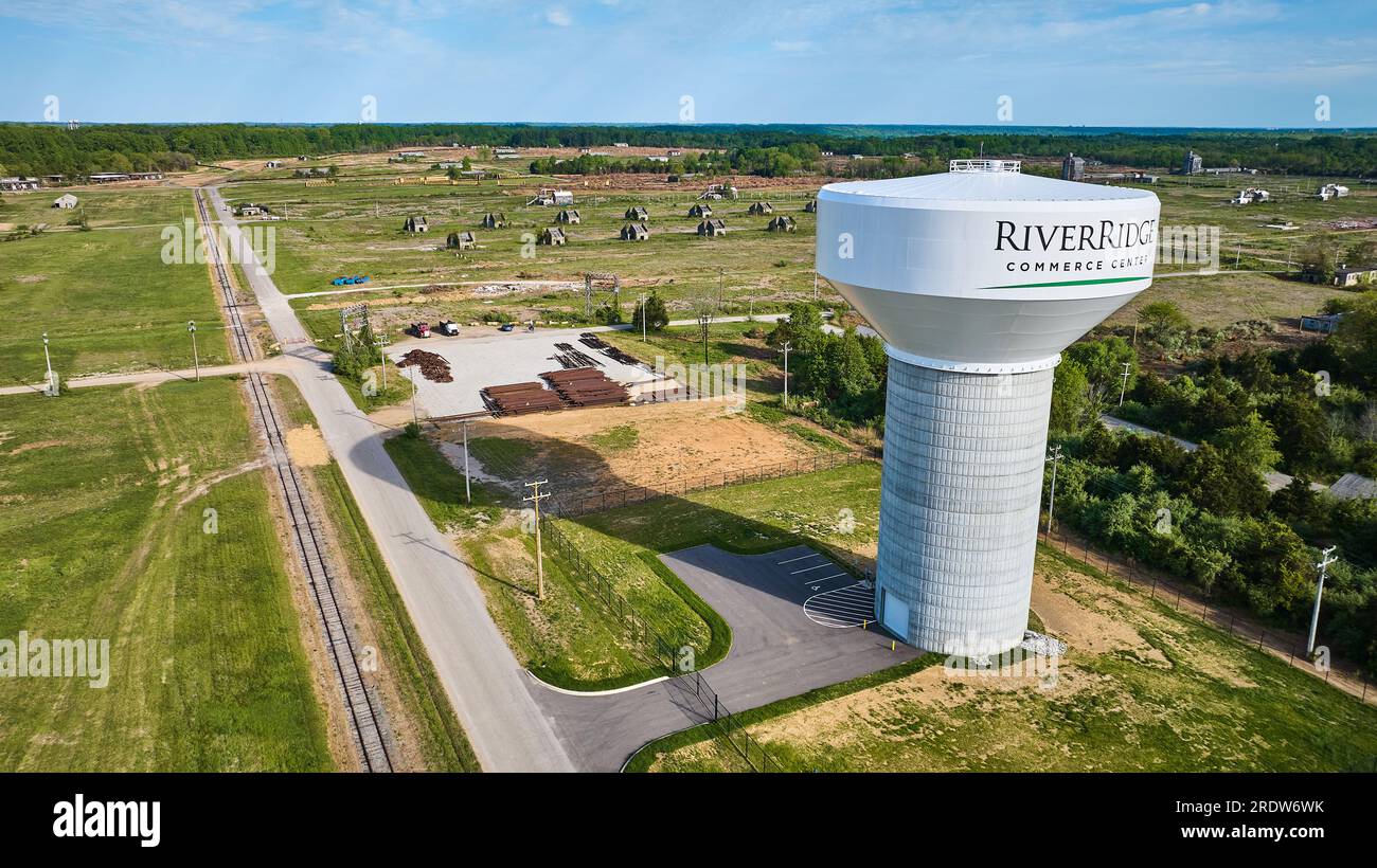 Riverridge aerial water tower abandoned train tracks, bunkers, houses ...