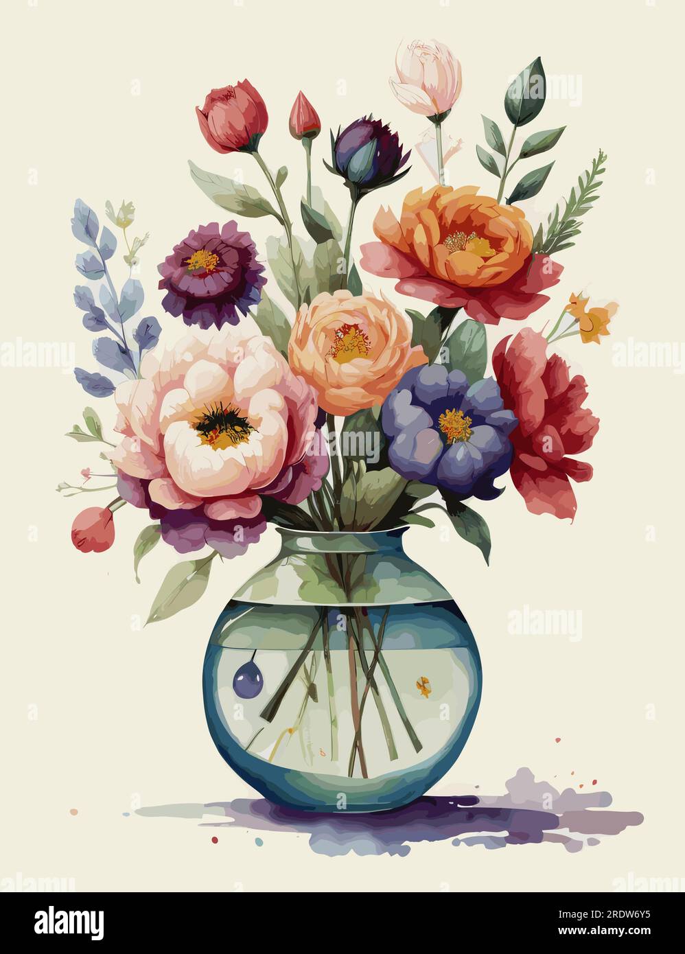 Watercolor flowers painting Stock Vector Images - Alamy