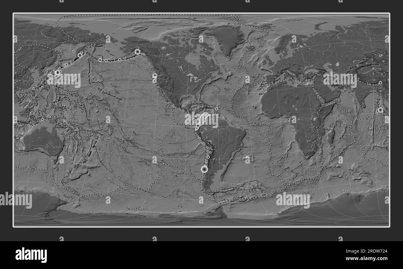 North Andes tectonic plate on the bilevel elevation map in the ...