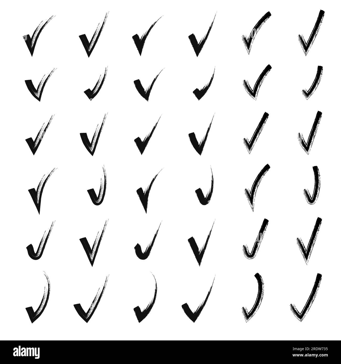 Brush hand drawn painted checkmarks set collection. Collection of hand ...