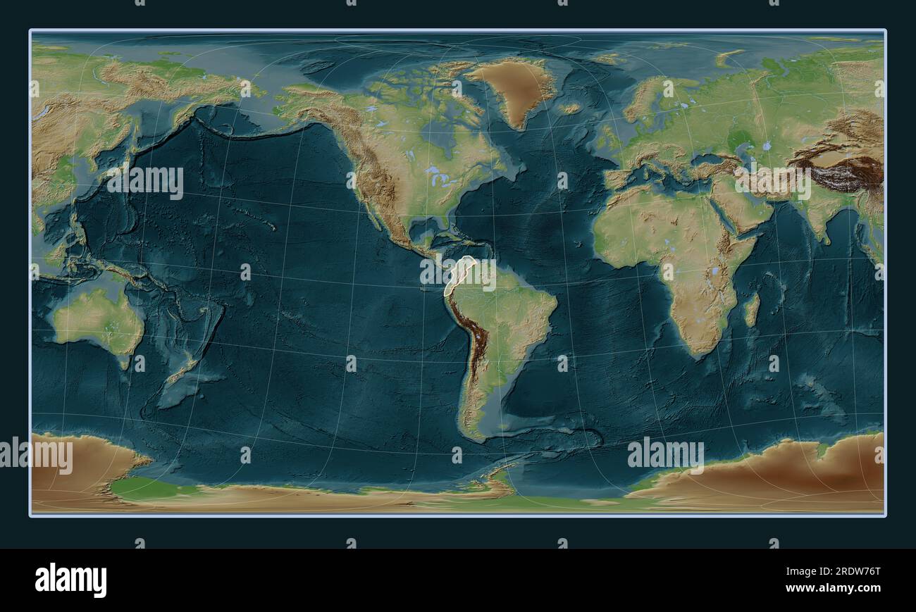 North Andes tectonic plate on the Wiki style elevation map in the ...