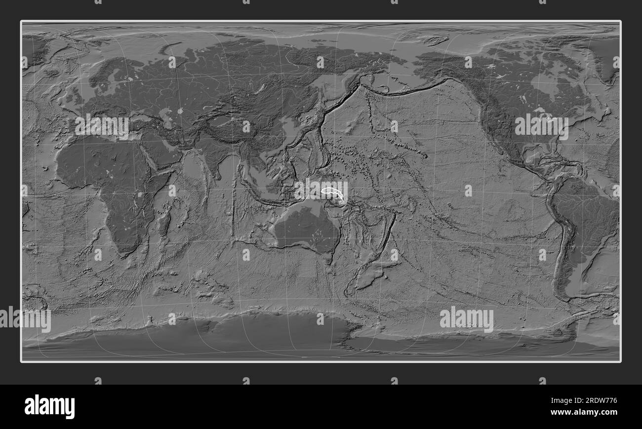 North Bismarck tectonic plate on the bilevel elevation map in the ...