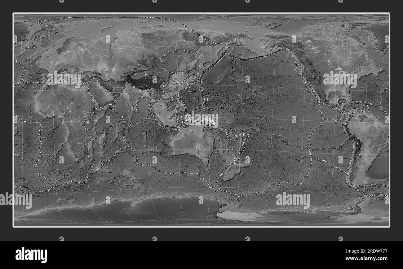 North Bismarck tectonic plate on the grayscale elevation map in the ...