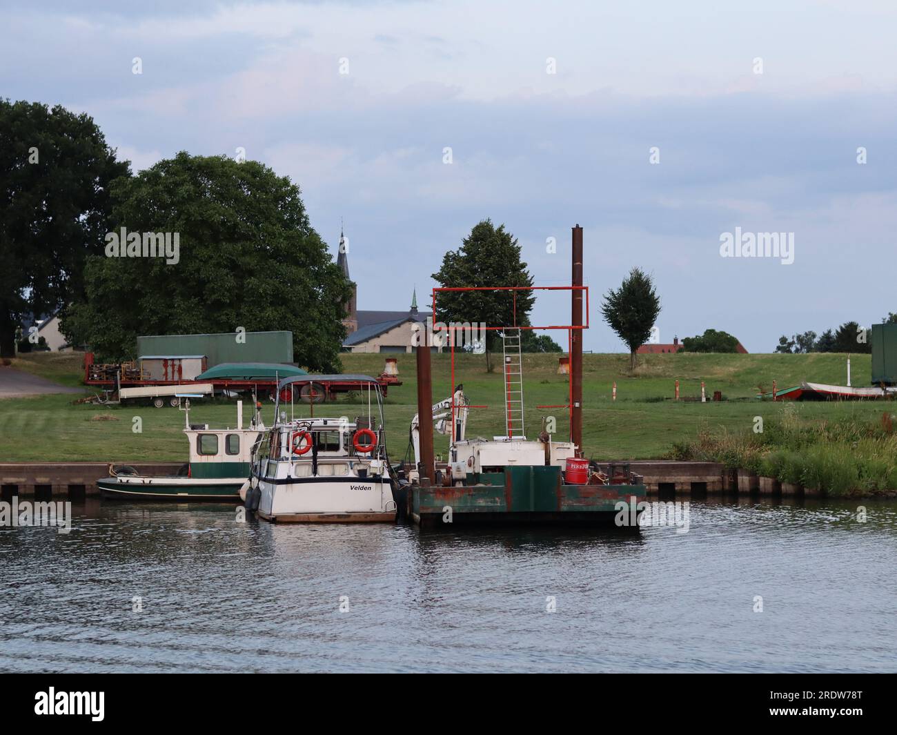 Boats in the Meuse River, The Netherlands Stock Photo - Alamy