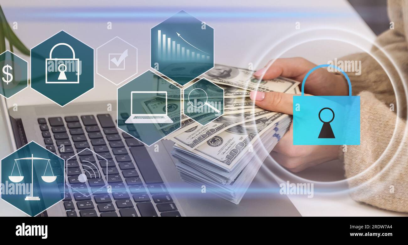 Cybersecurity and privacy concepts to protect data. Lock icon and ...