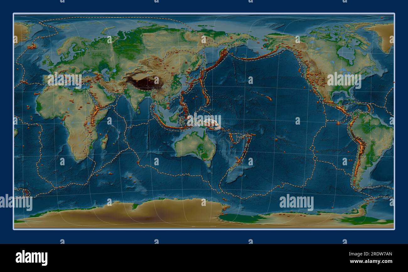 North Bismarck tectonic plate on the physical elevation map in the ...