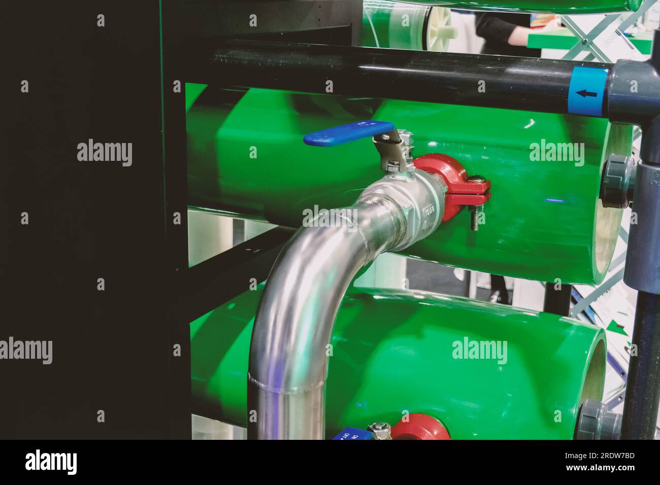 Stainless steel pipe connected to the water purification system Stock ...