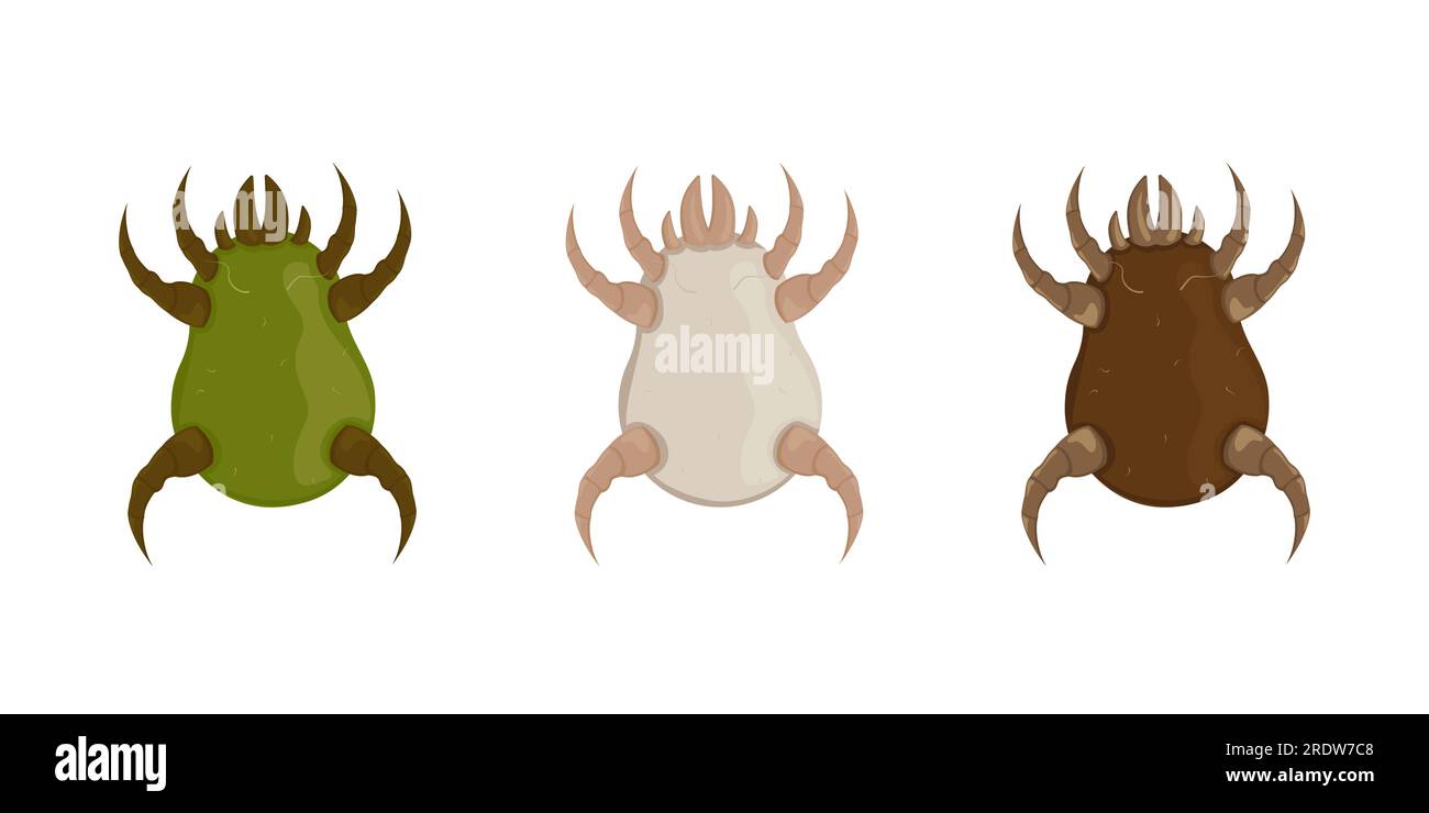 Dust mites set vector illustration. Microscopic dangerous insects cause ...