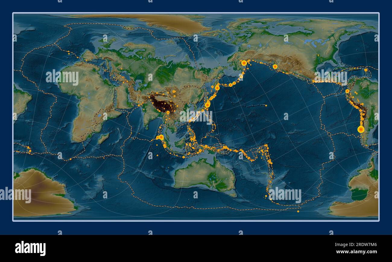 Okinawa tectonic plate on the physical elevation map in the Patterson ...