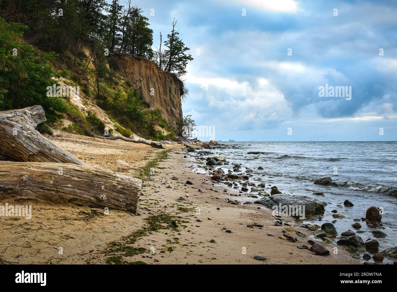 Beautiful landscape on the Polish Baltic Sea. Beach with stones and a ...