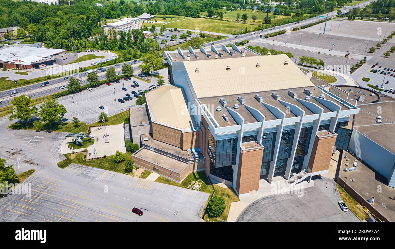 Aerial Allen County War Memorial Coliseum with distant Red Cross ...
