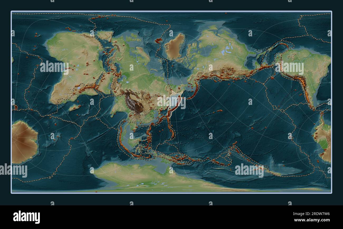 Okhotsk Tectonic Plate On The Wiki Style Elevation Map In The Patterson Cylindrical Oblique