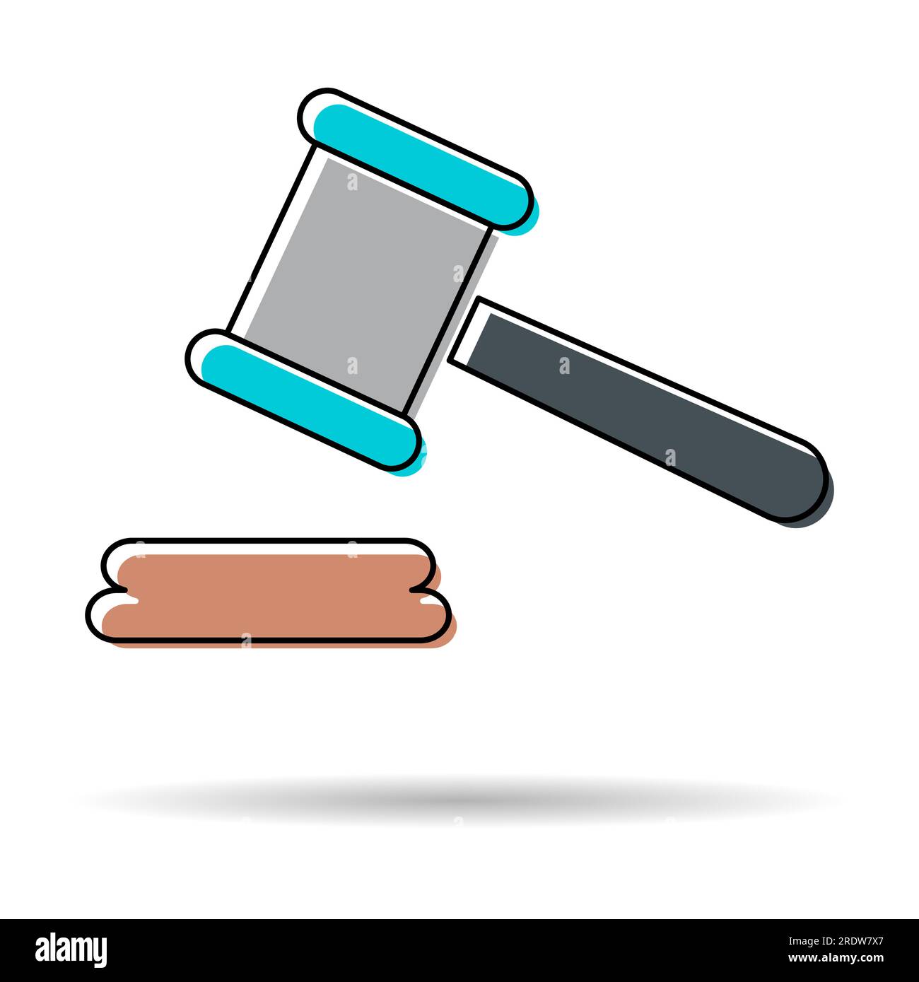 Judge hammer icon shadow, law auction symbol, gavel justice sign vector ...