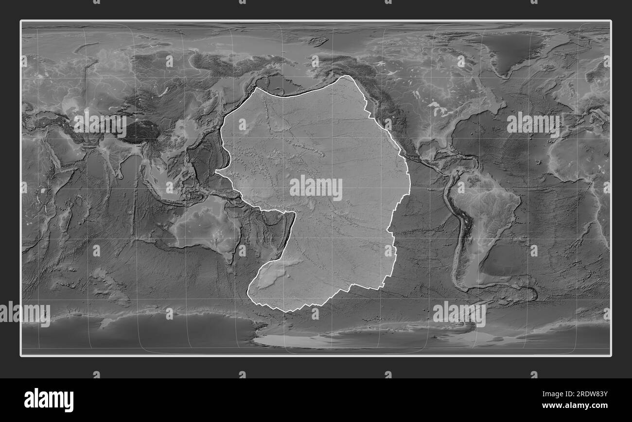 Pacific tectonic plate on the grayscale elevation map in the Patterson ...