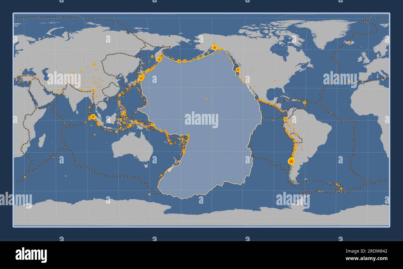 Pacific tectonic plate on the solid contour map in the Patterson ...