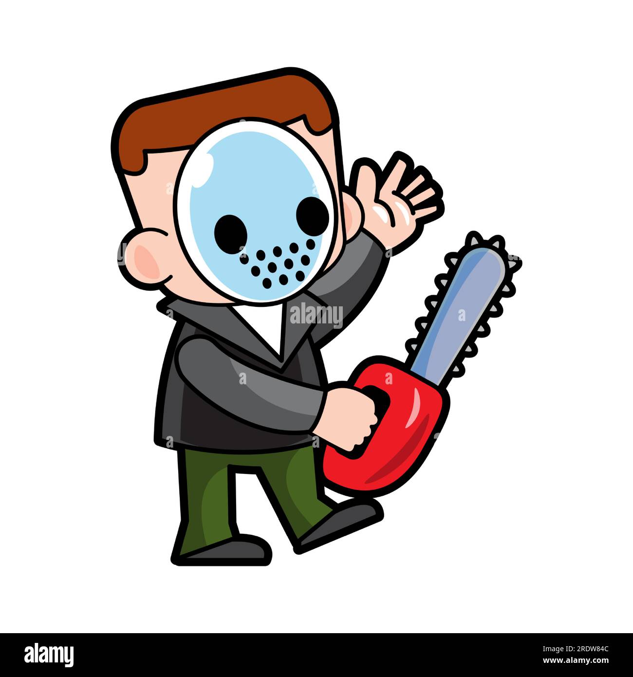 Murderer hold chainsaw . Halloween cartoon characters . Vector Stock ...