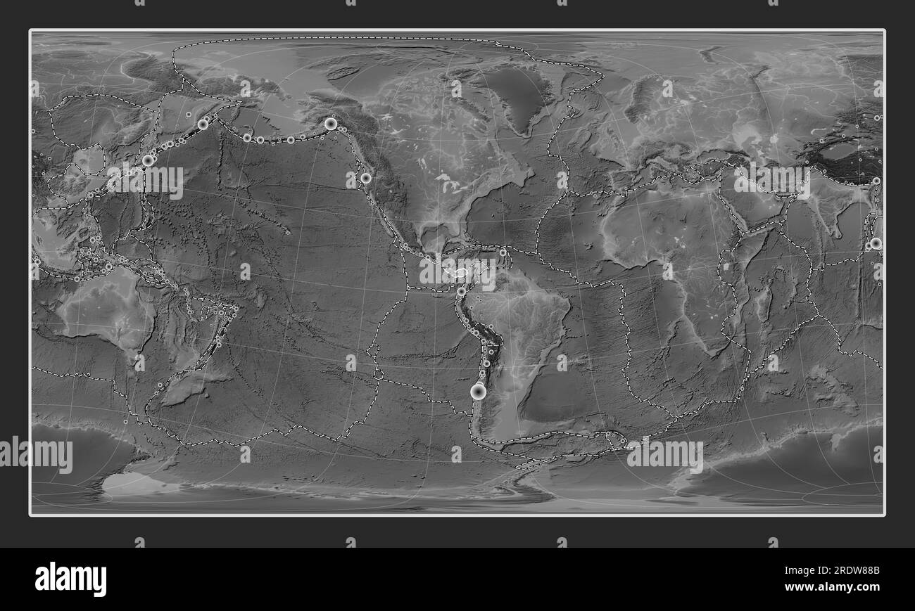 Panama tectonic plate on the grayscale elevation map in the Patterson ...