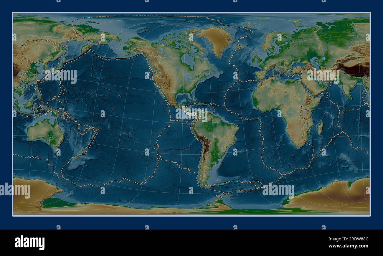 Panama tectonic plate on the physical elevation map in the Patterson ...