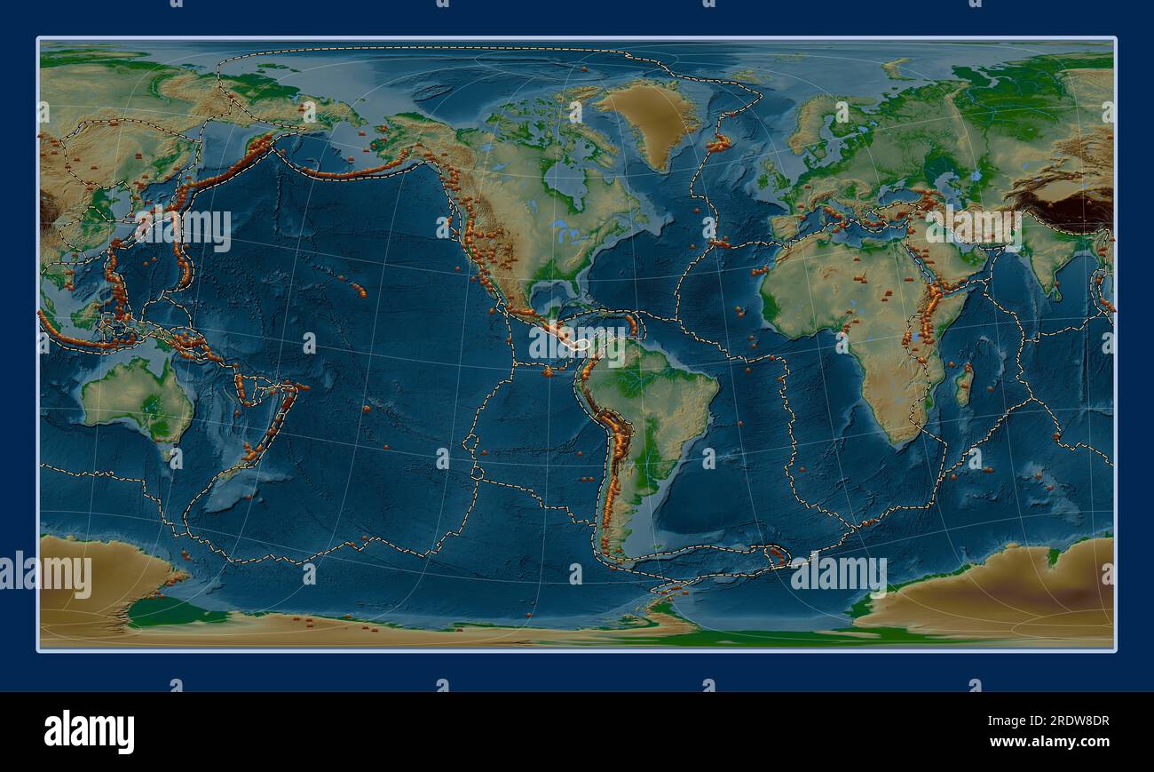 Panama tectonic plate on the physical elevation map in the Patterson ...