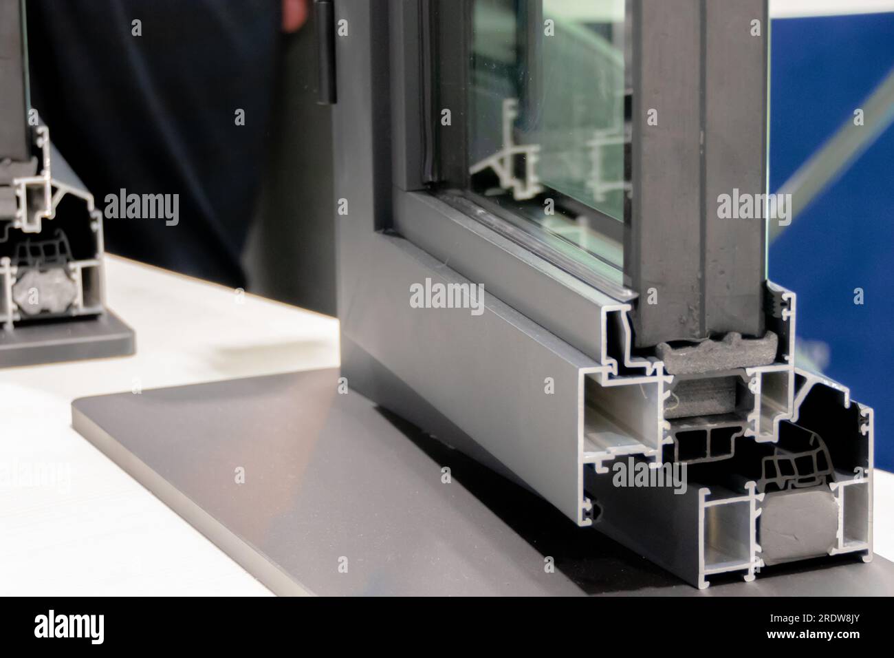 Metal-plastic window in section. Construction of a metal-plastic window Stock Photo - Alamy