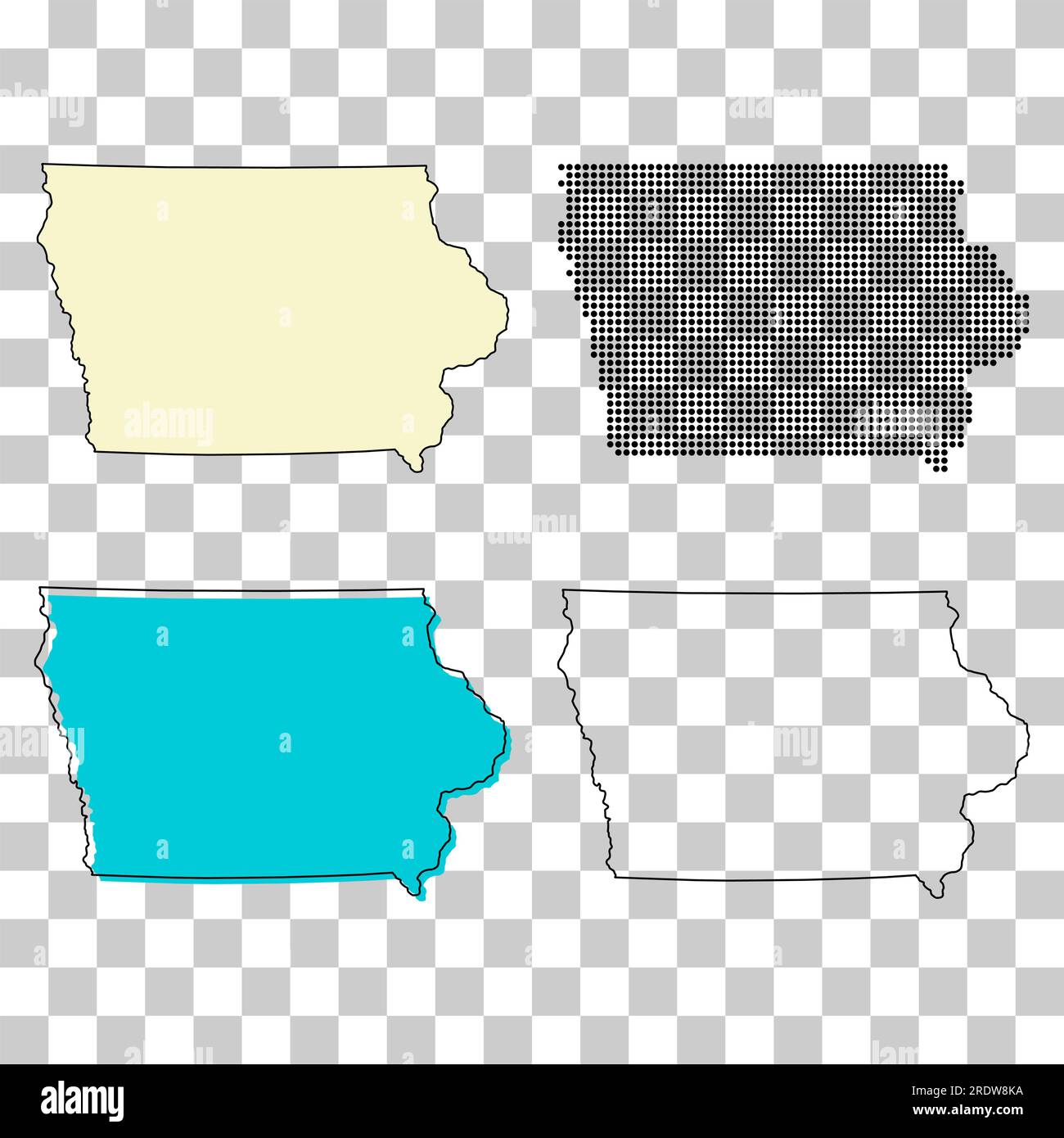 Set of Iowa map, united states of america. Flat concept icon vector ...