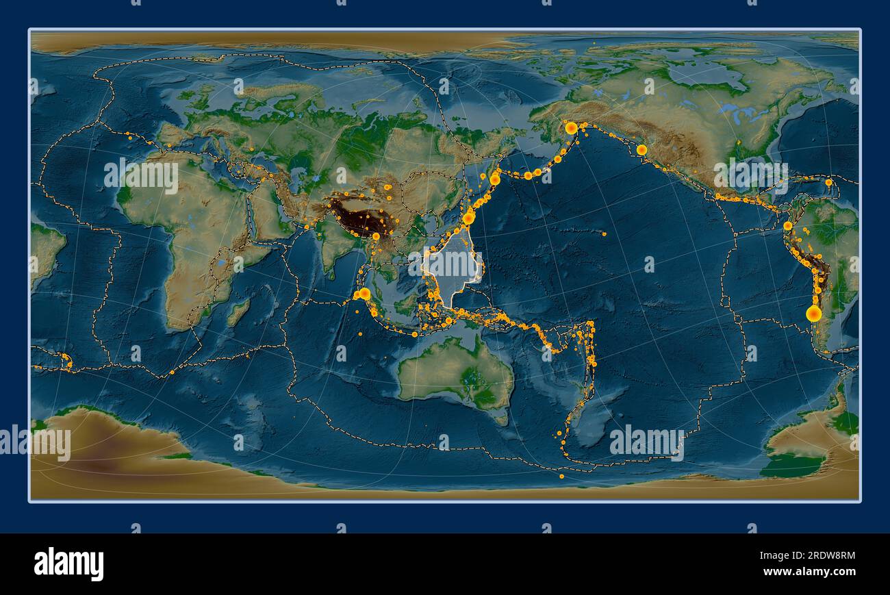 Philippine Sea tectonic plate on the physical elevation map in the ...