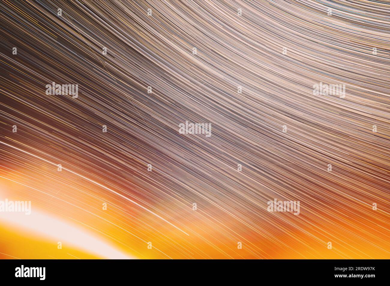 Abstract Bewitching Illusion Of Star Trails. Meteors Trace On Night ...