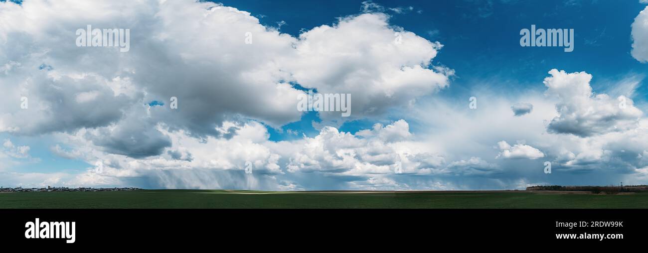 Sky During Rain Horizon Above Rural Landscape Field. Agricultural And ...