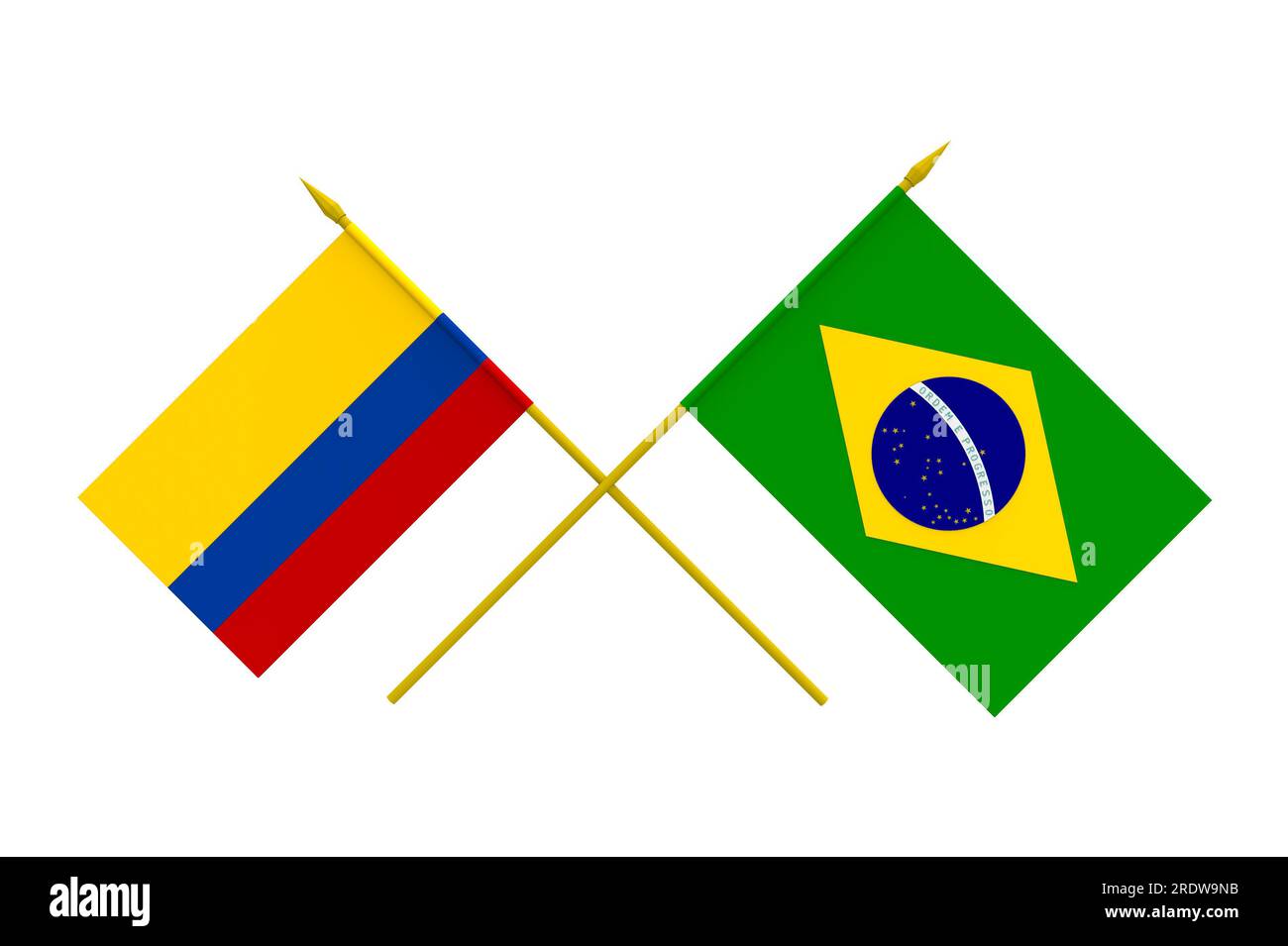 Flags of Brazil and Colombia, 3d render, isolated on white Stock Photo ...