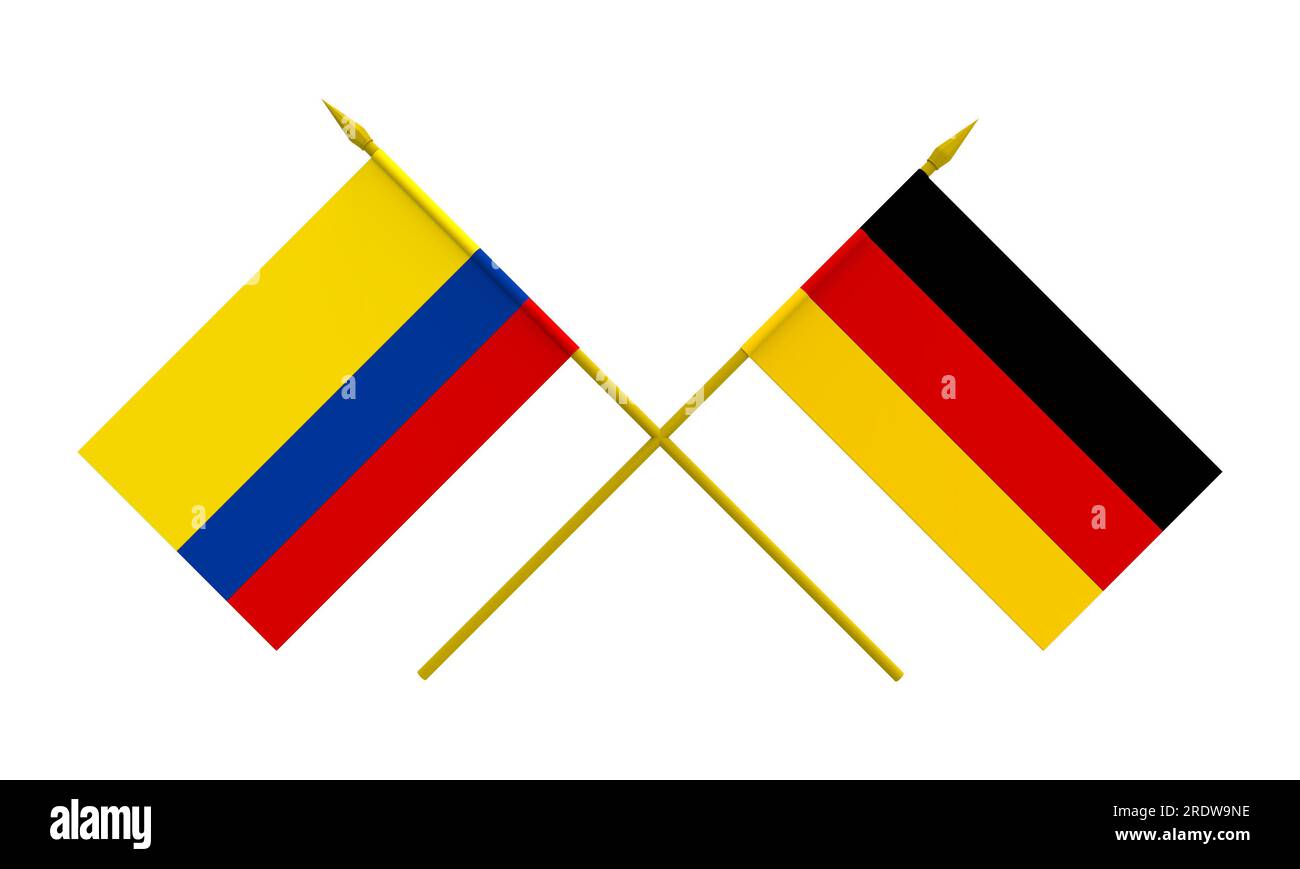 Flags of Germany and Colombia, 3d render, isolated on white Stock Photo ...