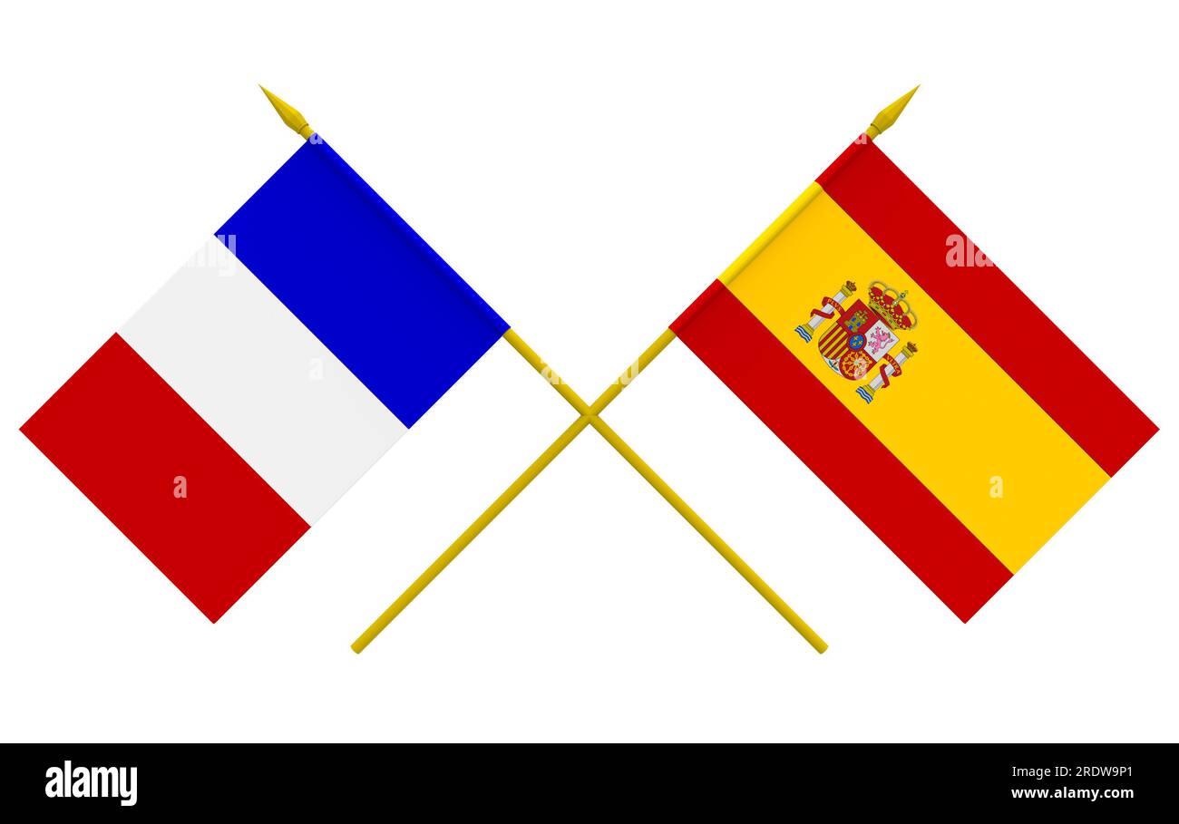 Flags of France and Spain, 3d render, isolated Stock Photo - Alamy
