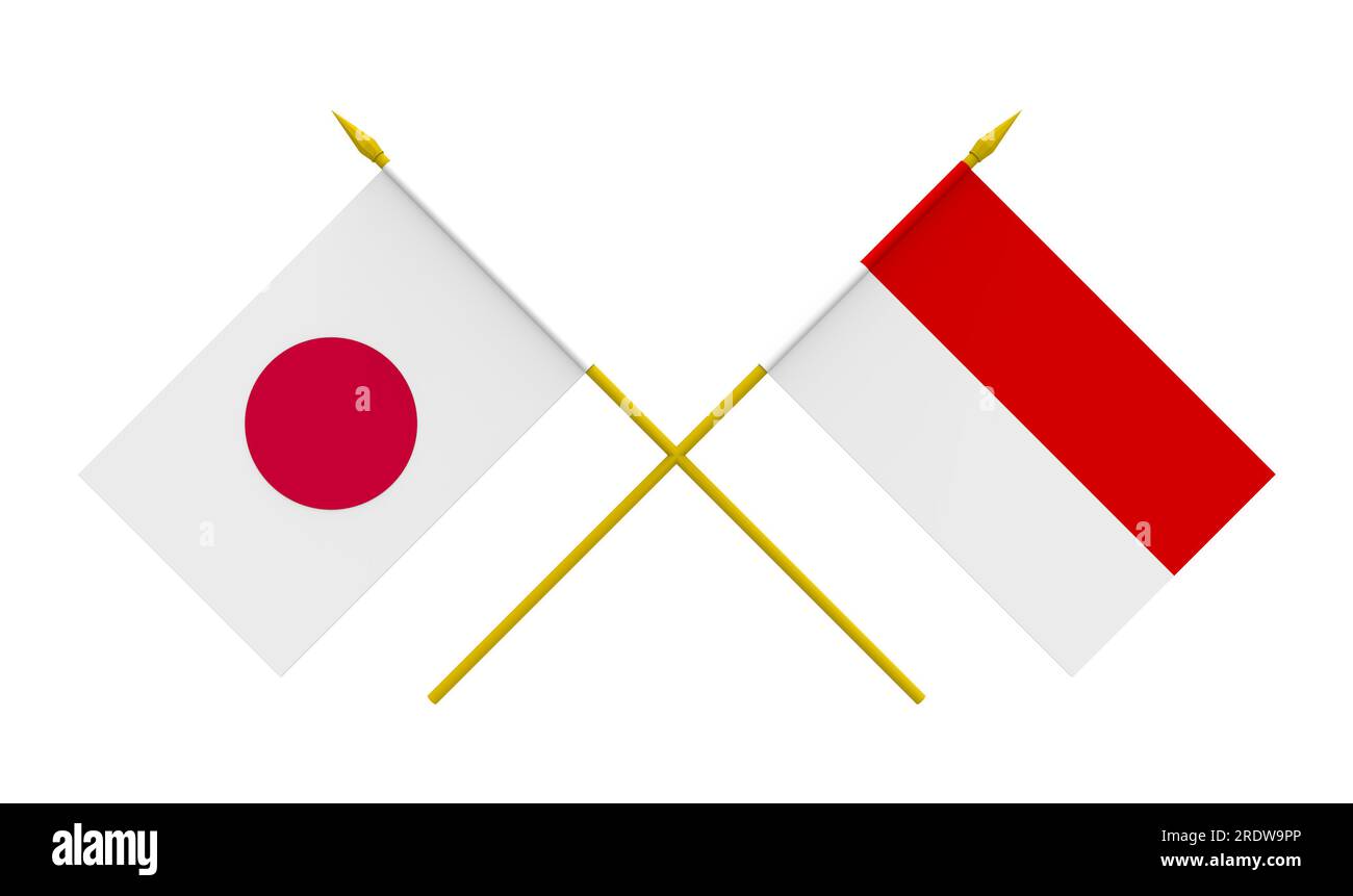 Flags of Indonesia and Japan, 3d render, isolated Stock Photo - Alamy