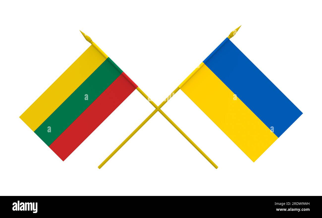 Flags of Lithuania and Ukraine, 3d render, isolated Stock Photo - Alamy