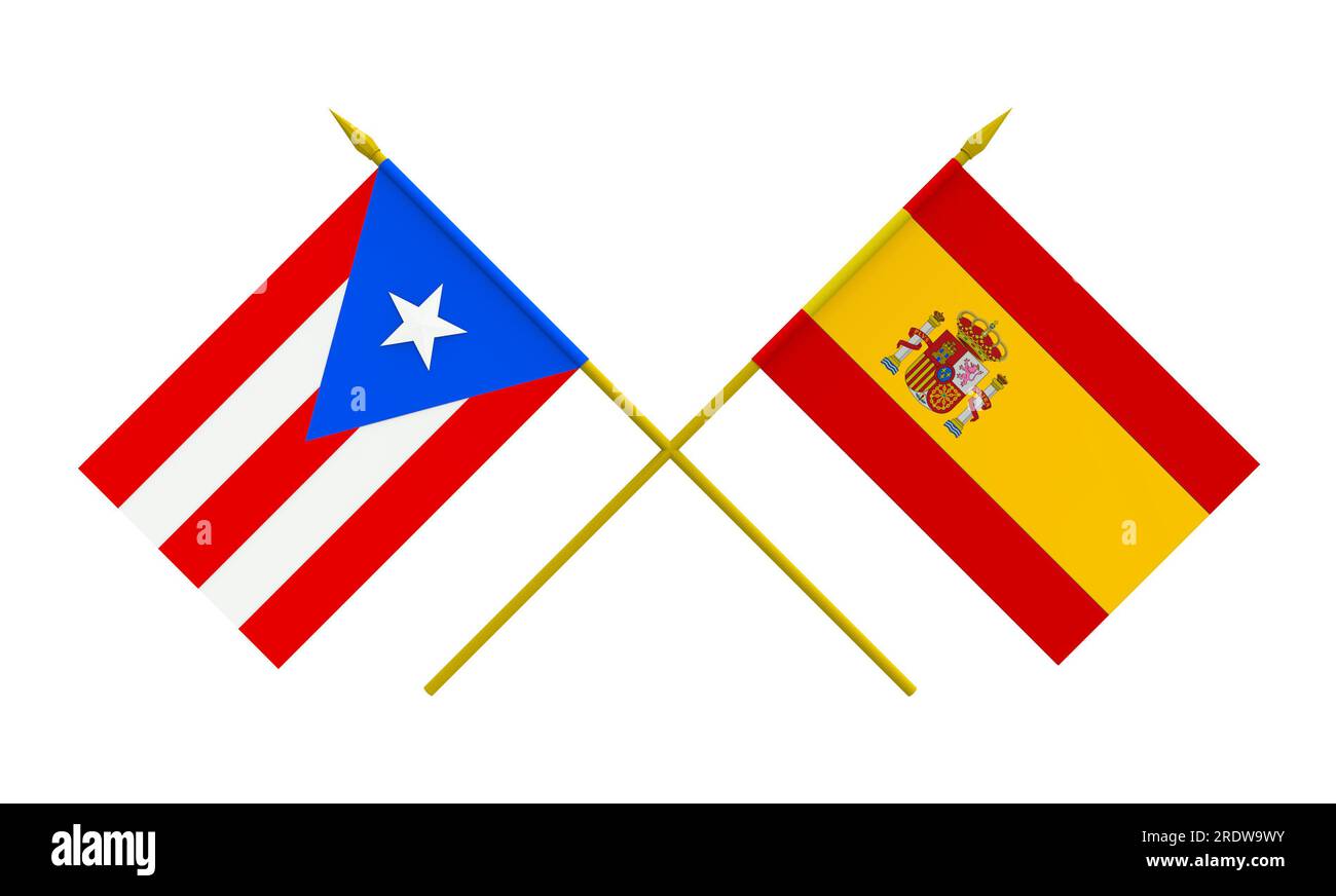 Flags of Puerto Rico and Spain, 3d render, isolated Stock Photo - Alamy