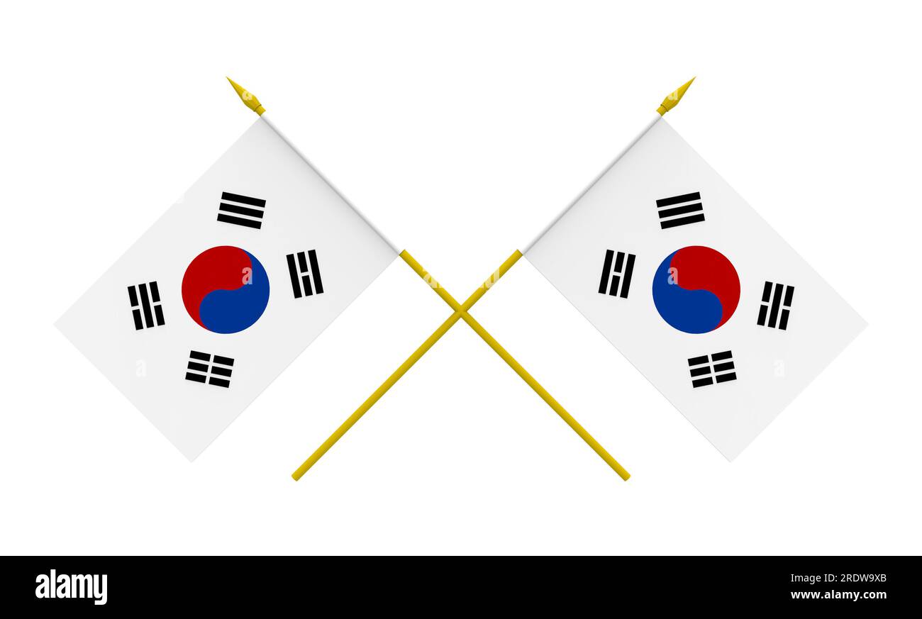 Flags of Republic of Korea, 3d render, isolated on white Stock Photo ...