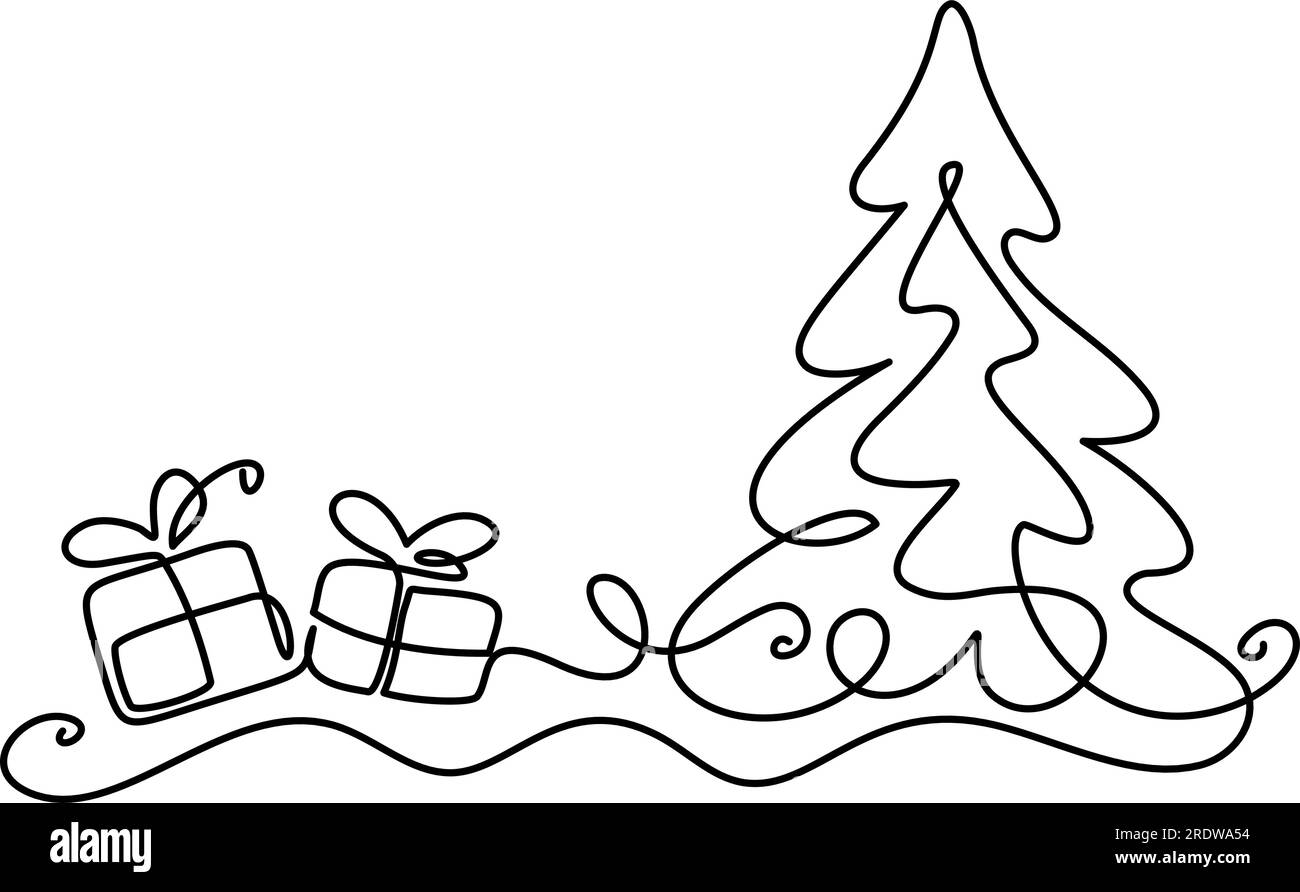 Merry Christmas decoration with Christmas pine fir tree abd gift boxes ...