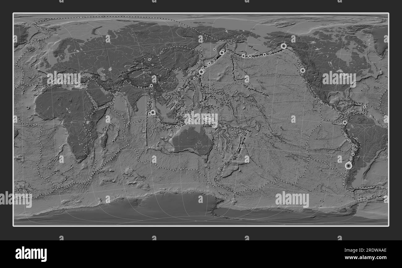 South Bismarck tectonic plate on the bilevel elevation map in the ...