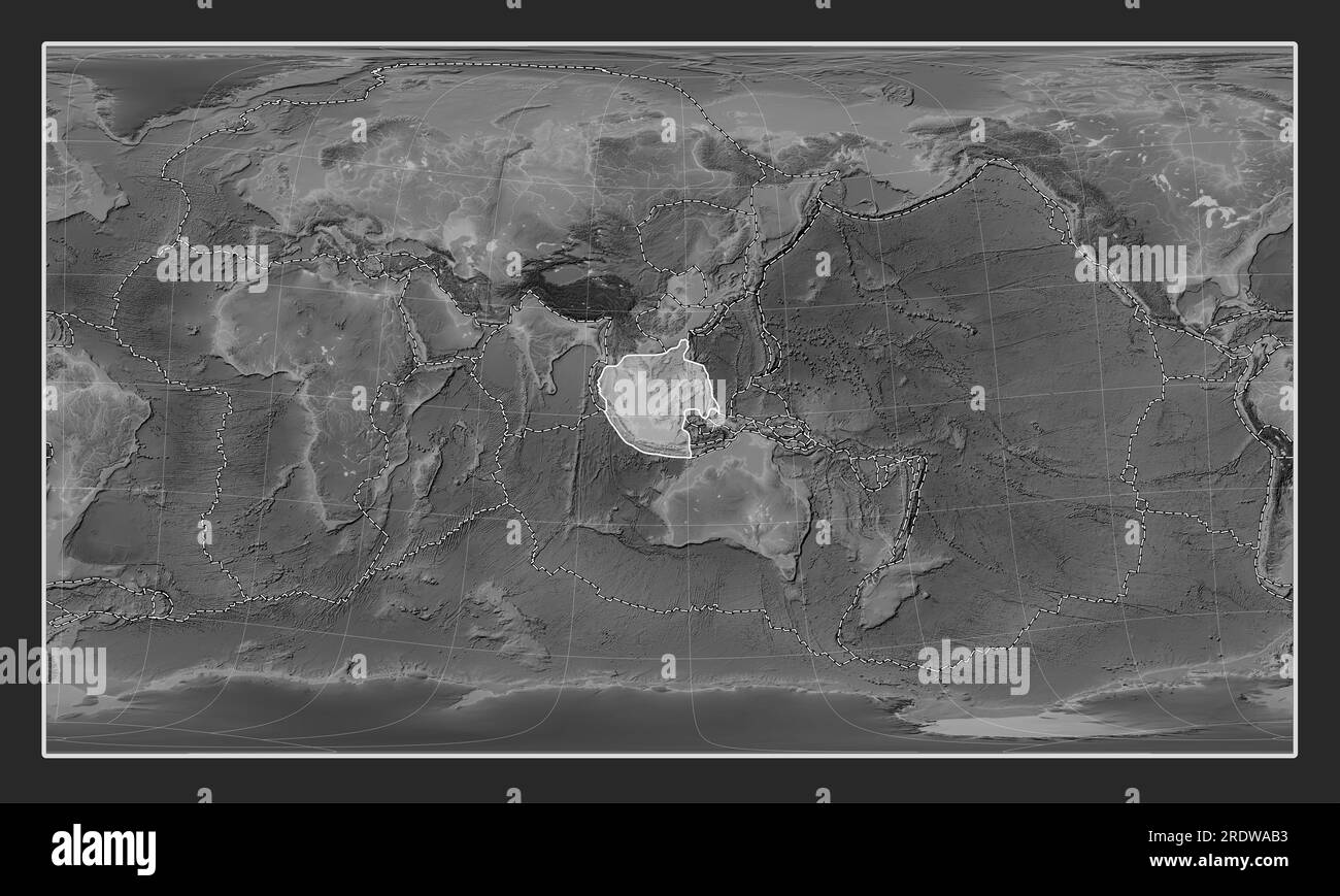 Sunda tectonic plate on the grayscale elevation map in the Patterson ...