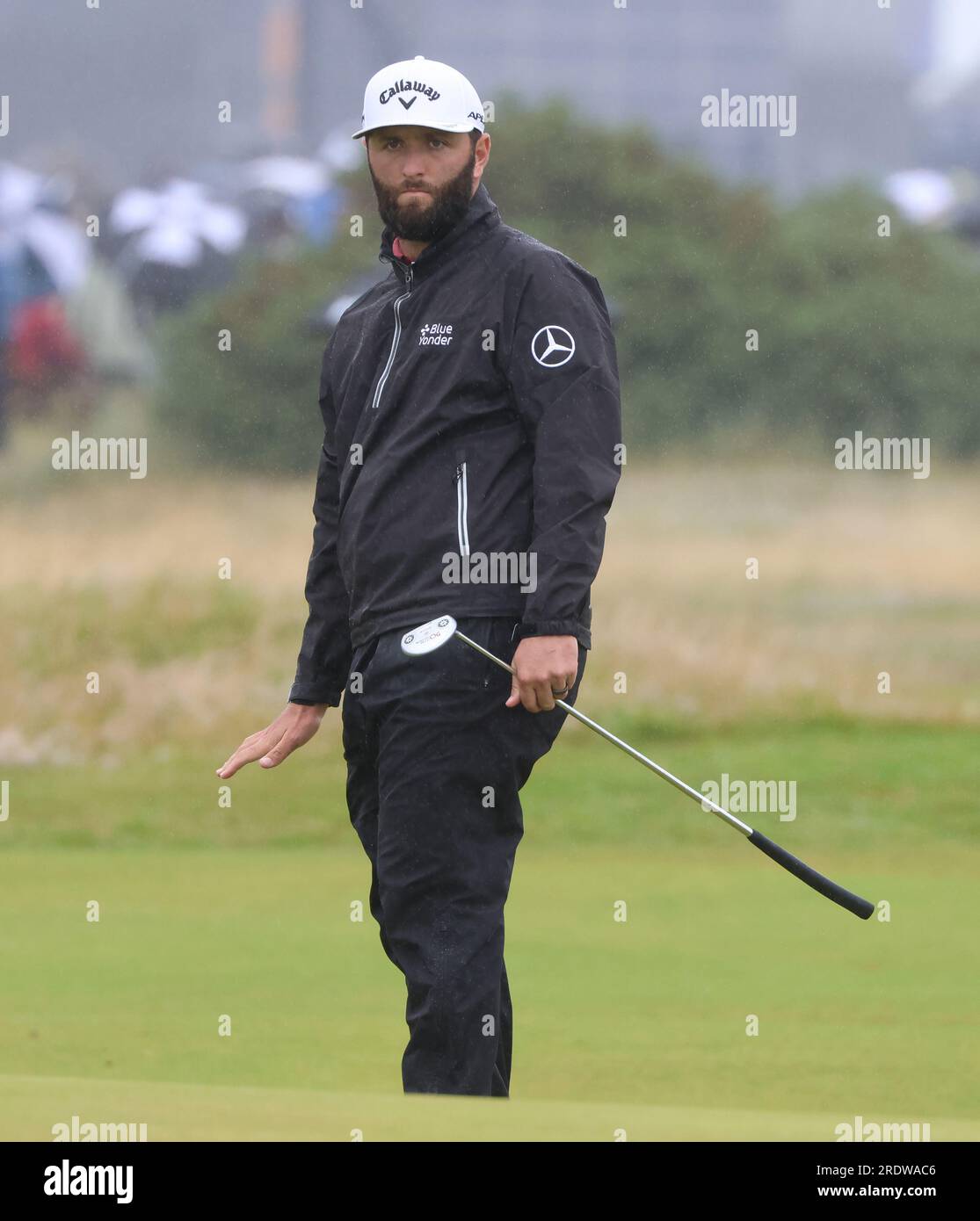 Hoylake, UK. 23rd July, 2023. Spain's Jon Rahm lines on the sixth green ...