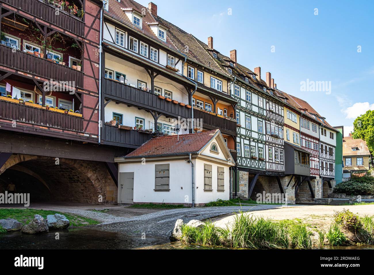Merchants Bridge, Kraemerbruecke in Erfurt, Germany. It was built in ...
