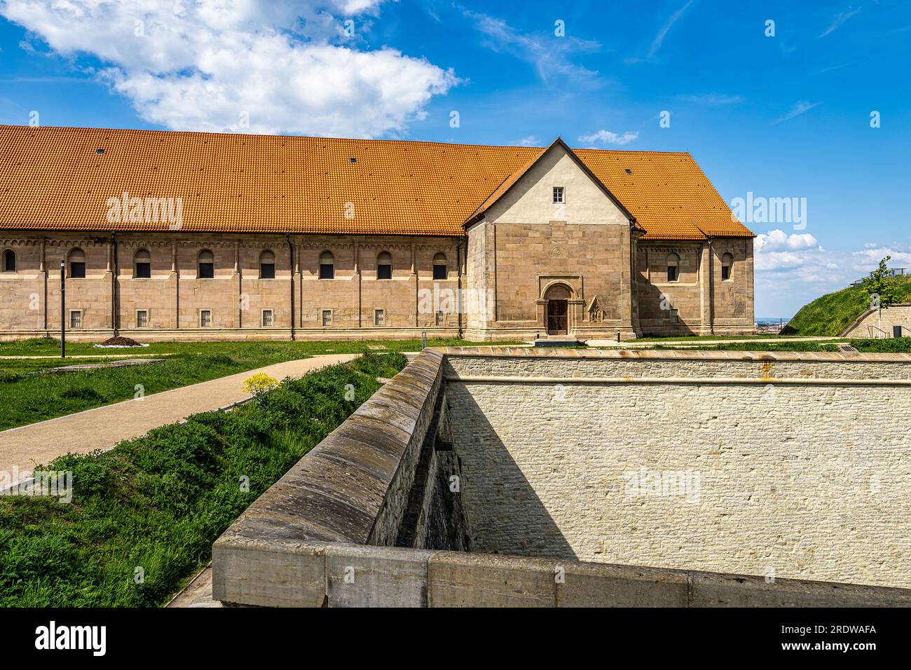 Famous citadel Zitadelle Petersberg in Erfurt, Thuringia, Germany. Near dome, Petrini Street and ...