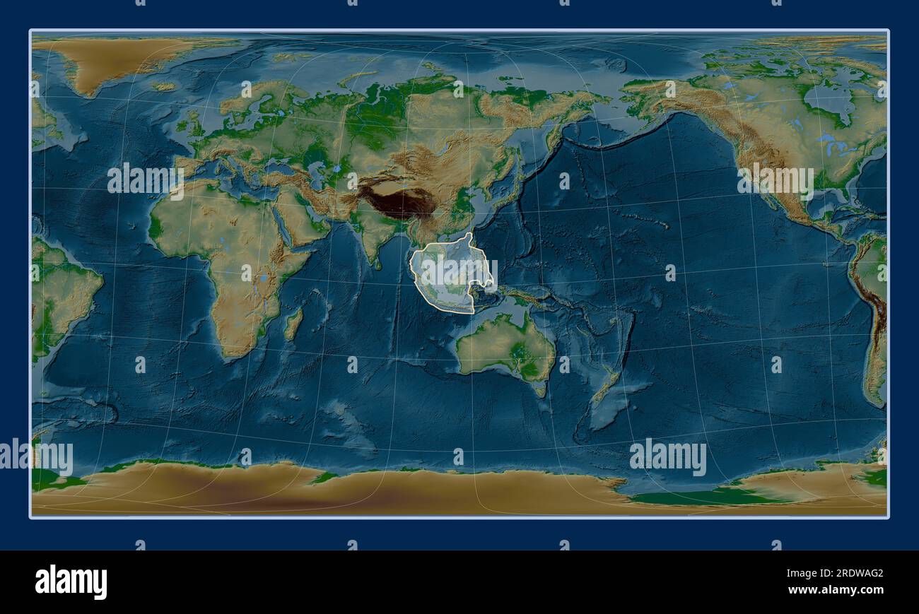 Sunda tectonic plate on the physical elevation map in the Patterson ...