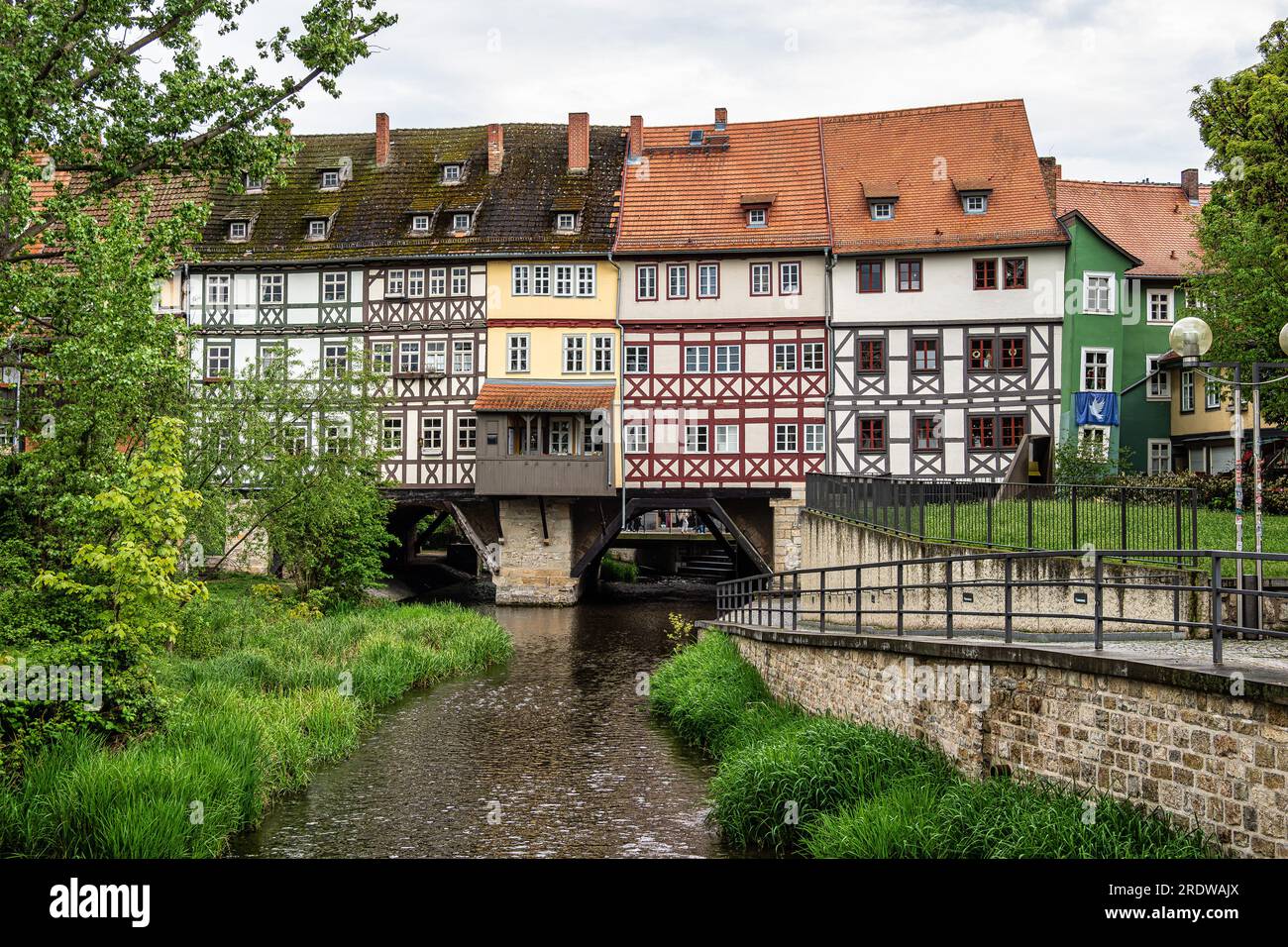 Merchants Bridge, Kraemerbruecke in Erfurt, Germany. It was built in ...